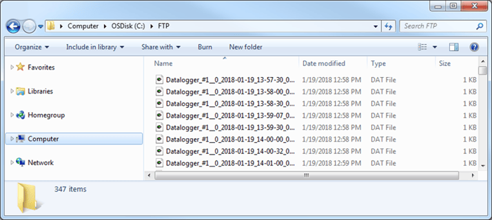 How to send data logger files from a controller to an FTP server