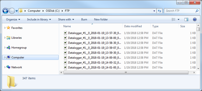 How to send data logger files from a controller to an FTP server