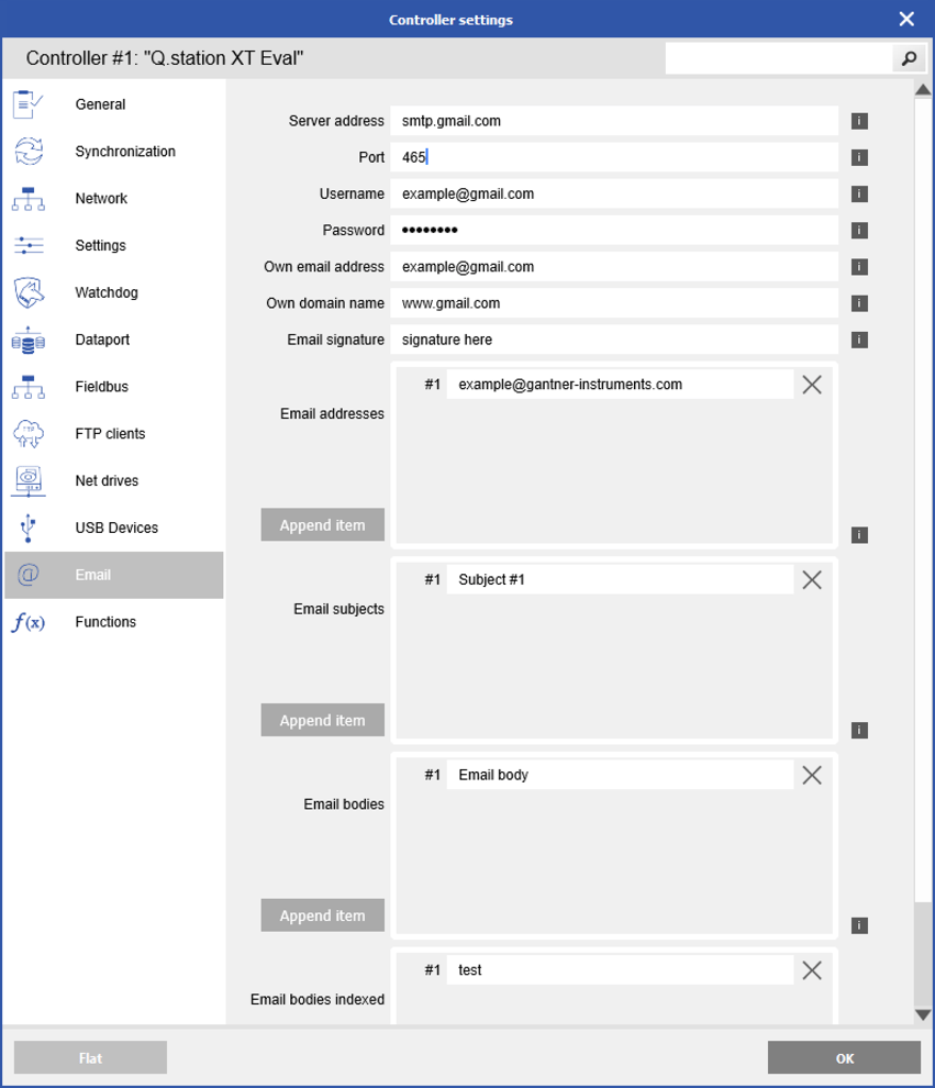 Sending Data Logger Files from a Q.station Controller via Email