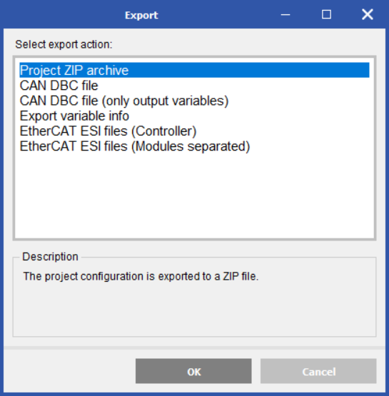 Exporting a Project Configuration File