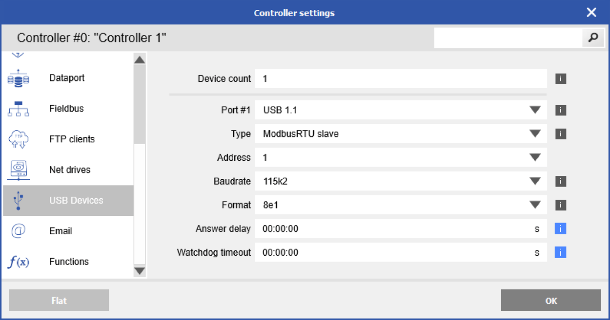 Configuring the Controller as a Modbus Slave